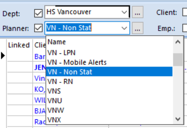 Scheduling Planners – VCH Procura Help