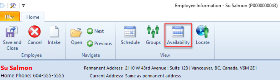 Enter Employee Availability – VCH Procura Help