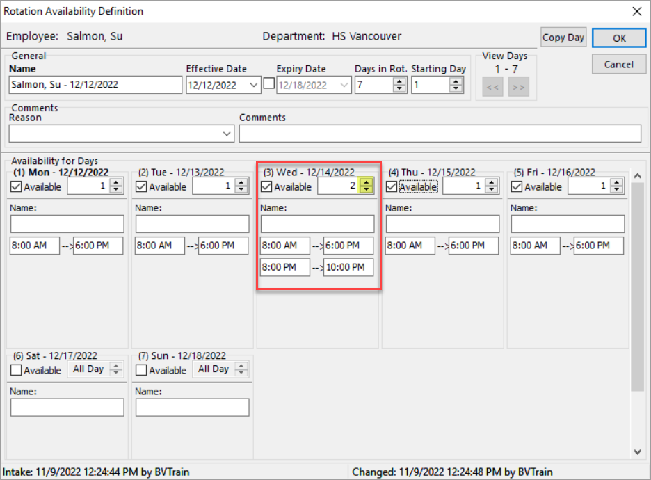 Enter Employee Availability – VCH Procura Help