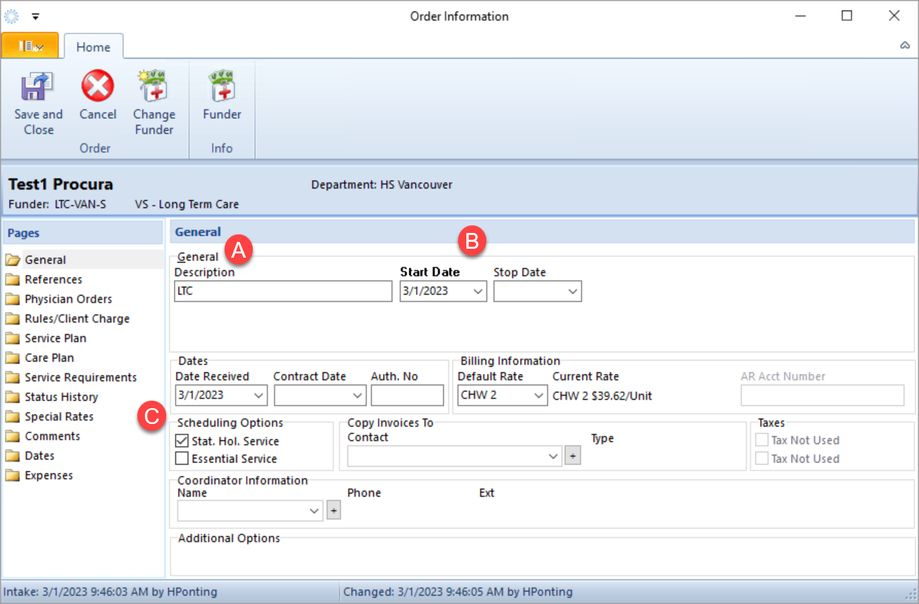Add an Order with a Client Charge – VCH Procura Help