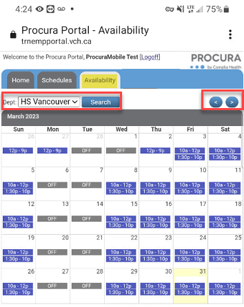 The Availability Tab – VCH Procura Help