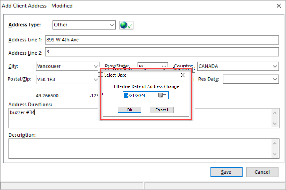 Change an Address – VCH Procura Help