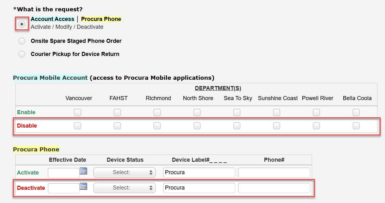 Deactivate Procura Mobile Account and Phone – VCH Procura Help