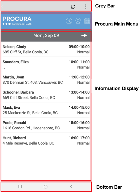 Navigate Around Procura Mobile – VCH Procura Help