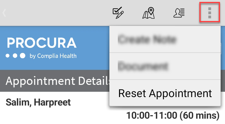 Start and Reset a Visit – VCH Procura Help