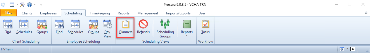 Scheduling Planners – VCH Procura Help