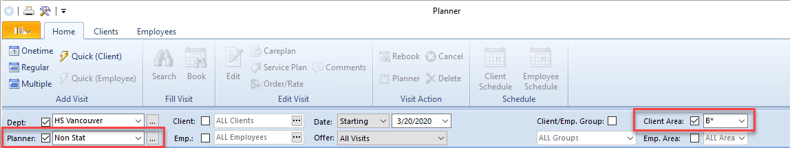 Scheduling Planners – VCH Procura Help