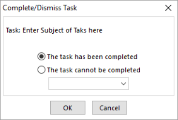 Using Tasks: Create, Dismiss and Complete – VCH Procura Help