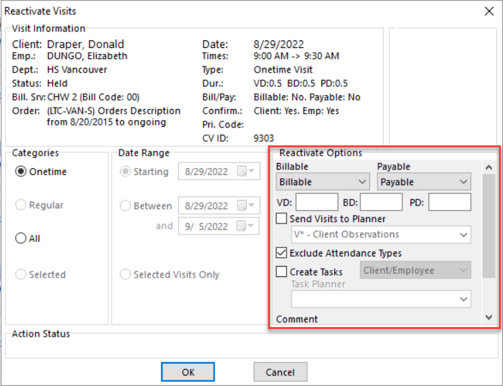 Cancel, Hold and Reactivate a Visit – VCH Procura Help