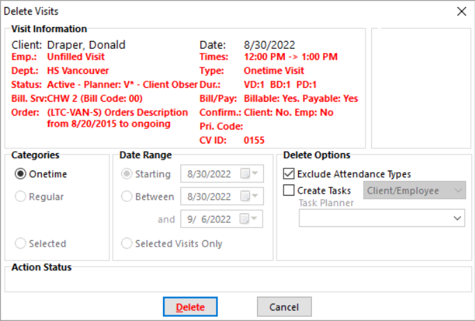 Delete/Undelete a Visit – VCH Procura Help