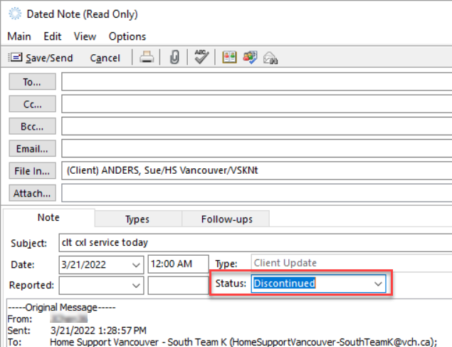 Add and Discontinue a Dated Note – VCH Procura Help